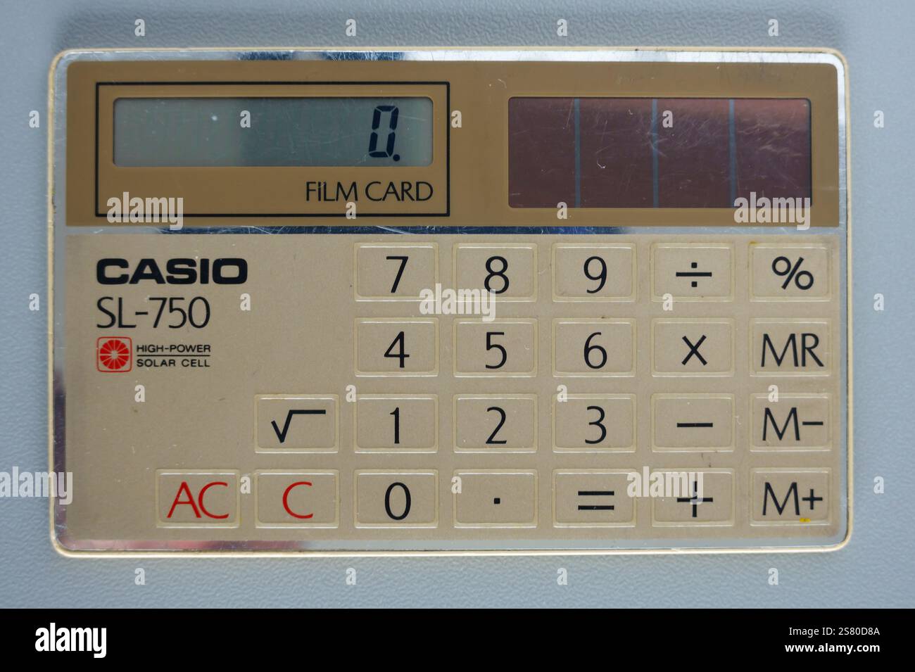 Vintage 1980 Casio SL-750 solar powered film card calculator Stock ...
