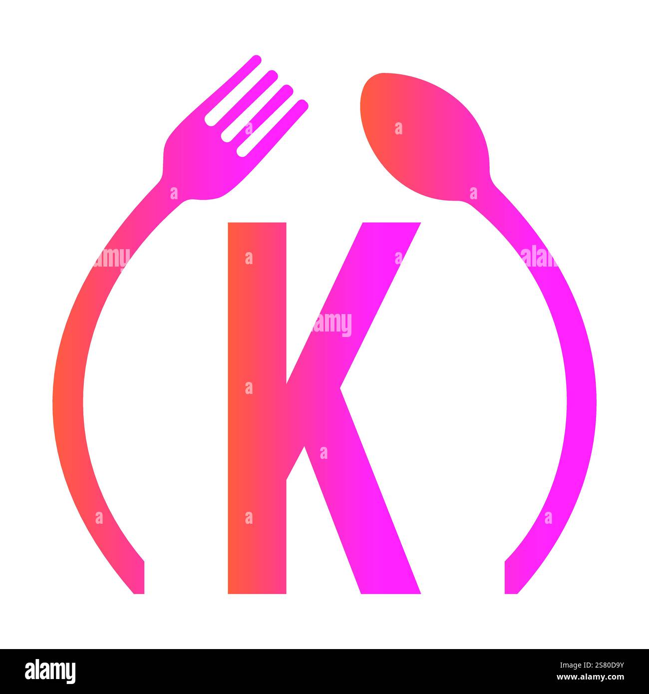 Initial Letter K Restaurant Logo Design Concept With Spoon and Fork ...