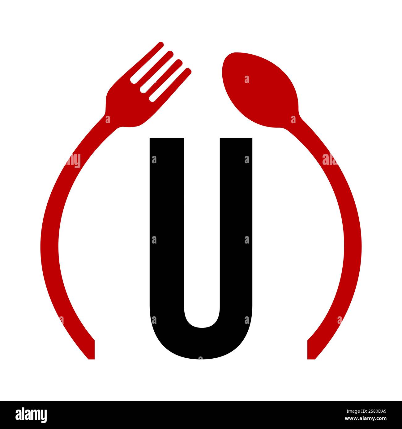 Initial Letter U Restaurant Logo Design Concept With Spoon and Fork ...