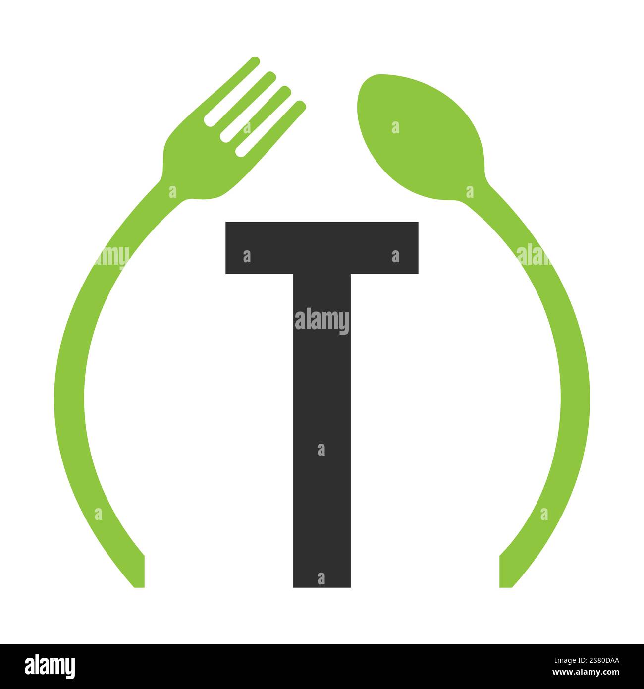 Initial Letter T Restaurant Logo Design Concept With Spoon and Fork ...