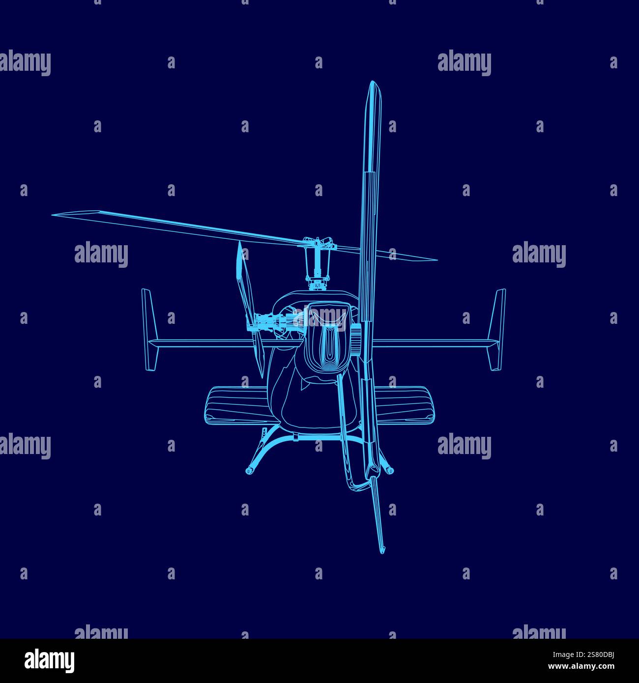 Blue helicopter with a propeller. Back view Stock Vector Image & Art ...