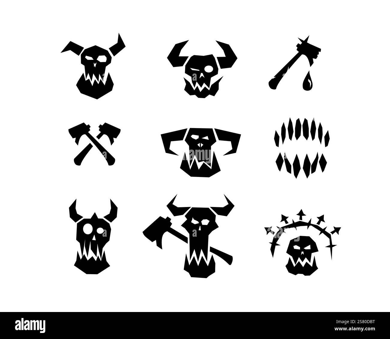 Orc symbol with skull and horns for Gothic fantasy designs Stock Vector ...