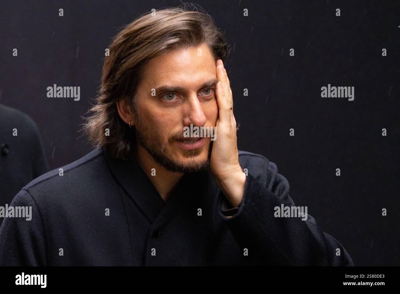Milan, Italy. 20th Jan, 2025. Luca Marinelli leaves the Giorgio Armani ...