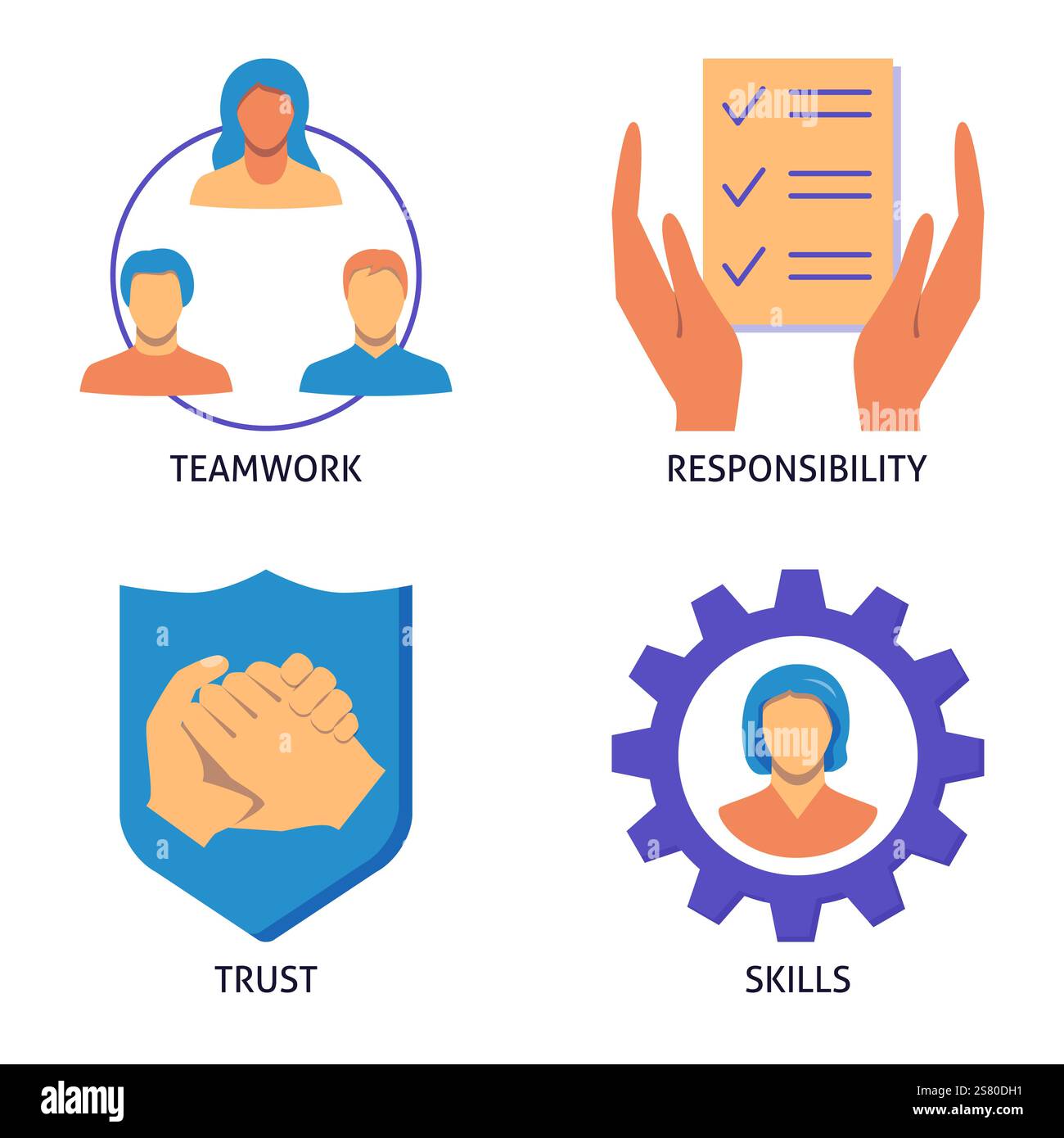 Teamwork flat icon set. Partnership, cooperation symbols. Vector illustration Stock Vector Image ...