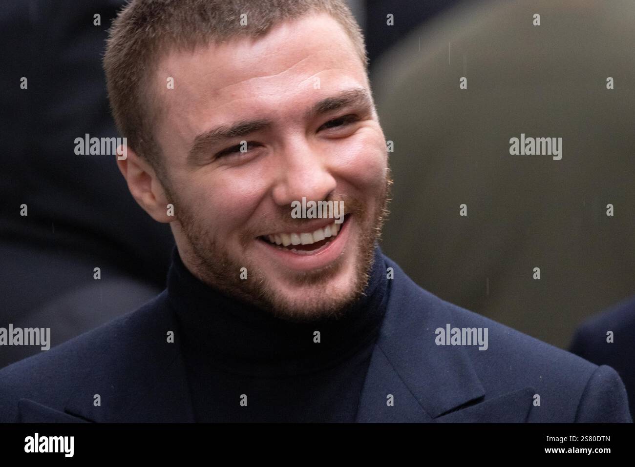 Milan, Italy. 20th Jan, 2025. Rocco Ritchie leaves the Giorgio Armani ...