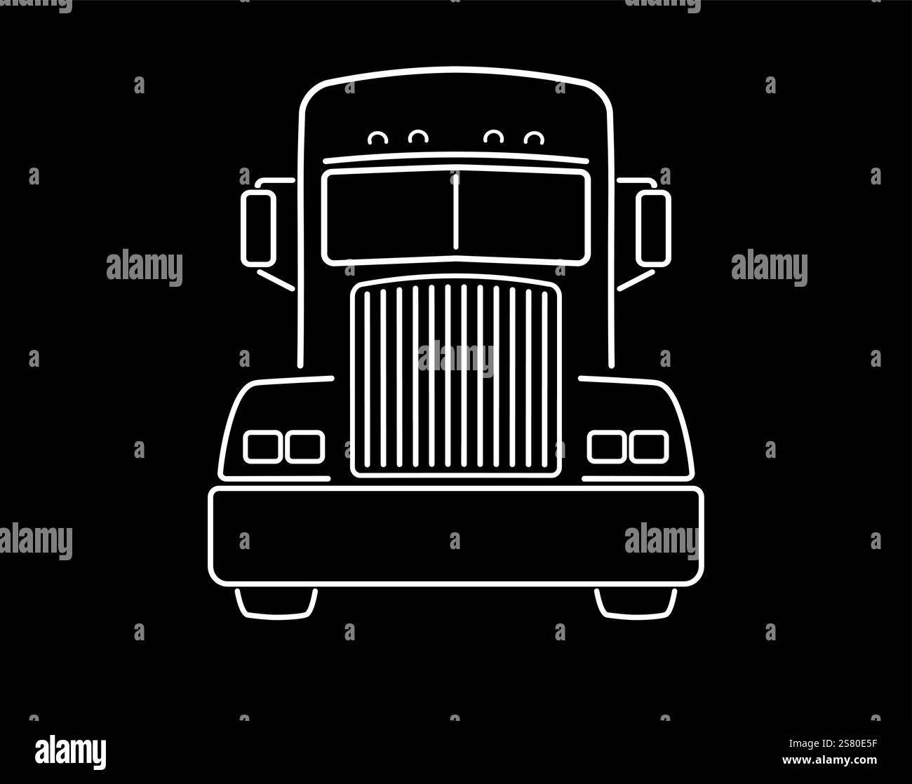 Semi truck. Vector Outline Lorry. White blank template for truck, semi ...
