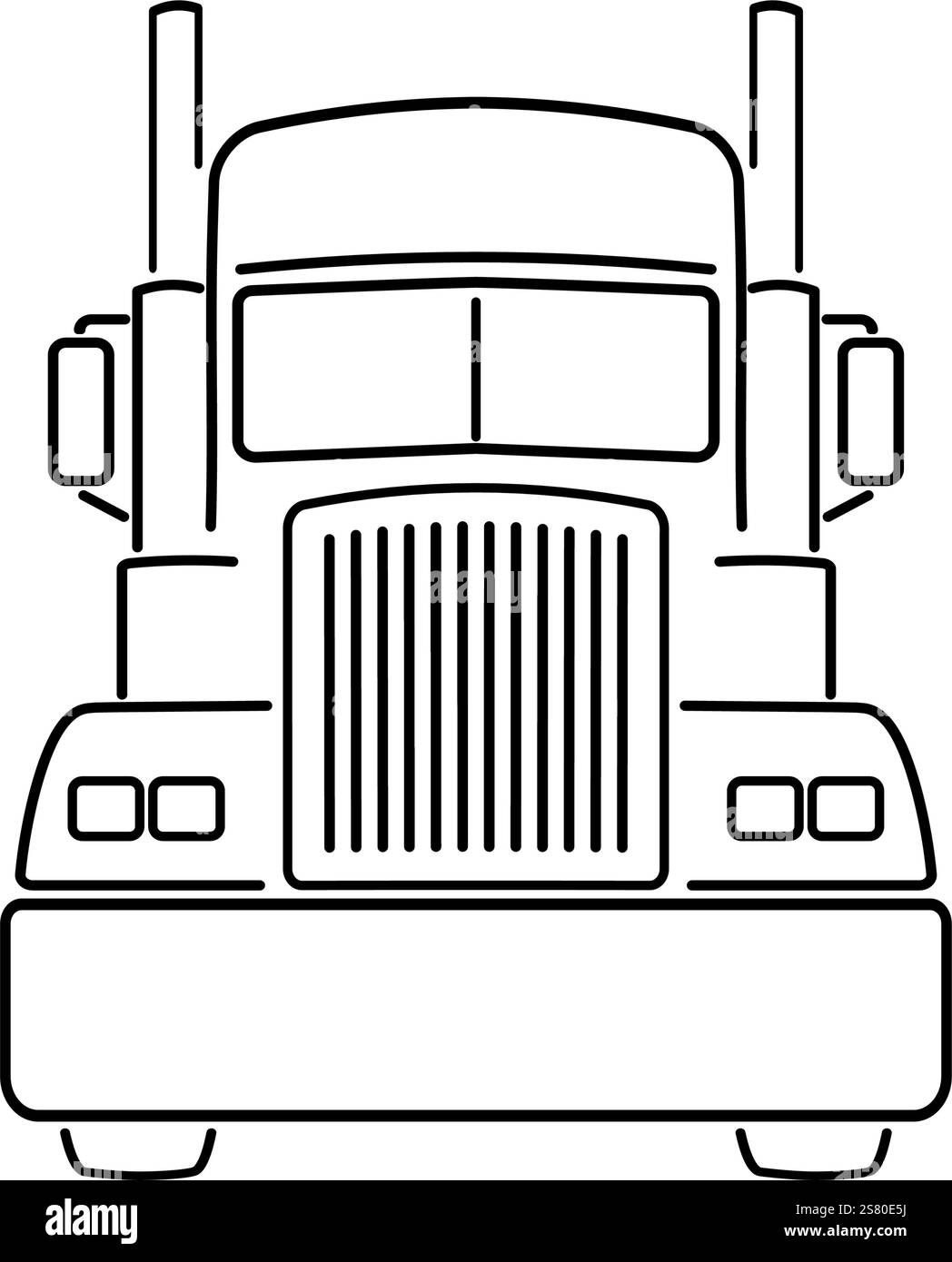 Semi truck. Vector Outline Lorry. White blank template for truck, semi ...