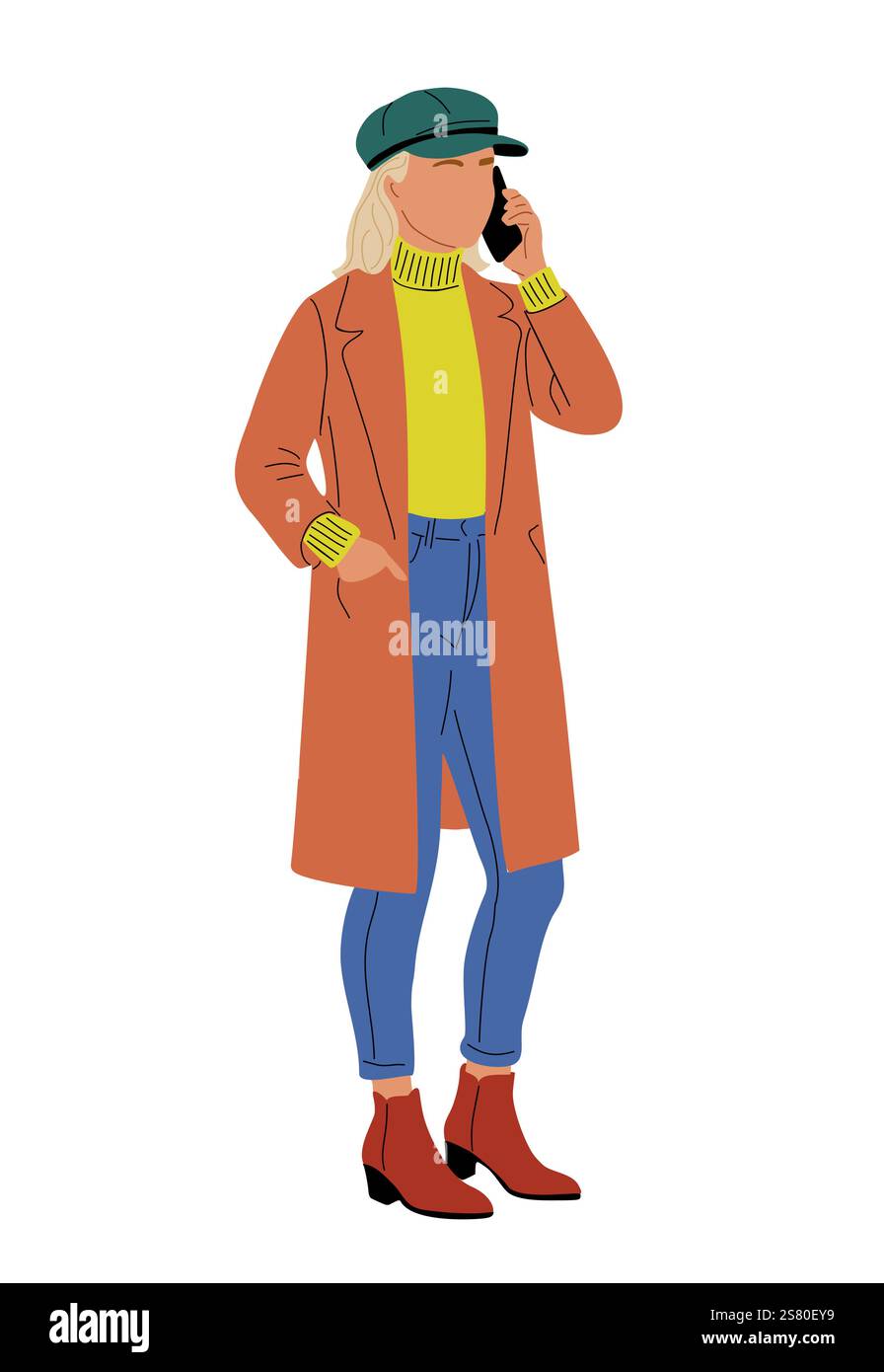 Young lady on smartphone Stock Vector Images - Alamy