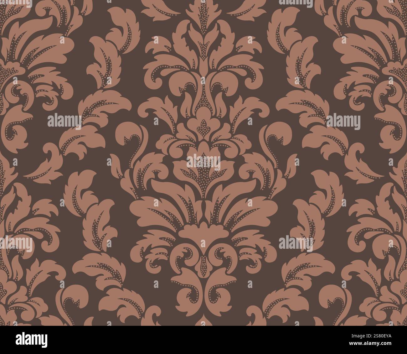 Damask Mocha Mousse seamless pattern element. Vector classical luxury ...