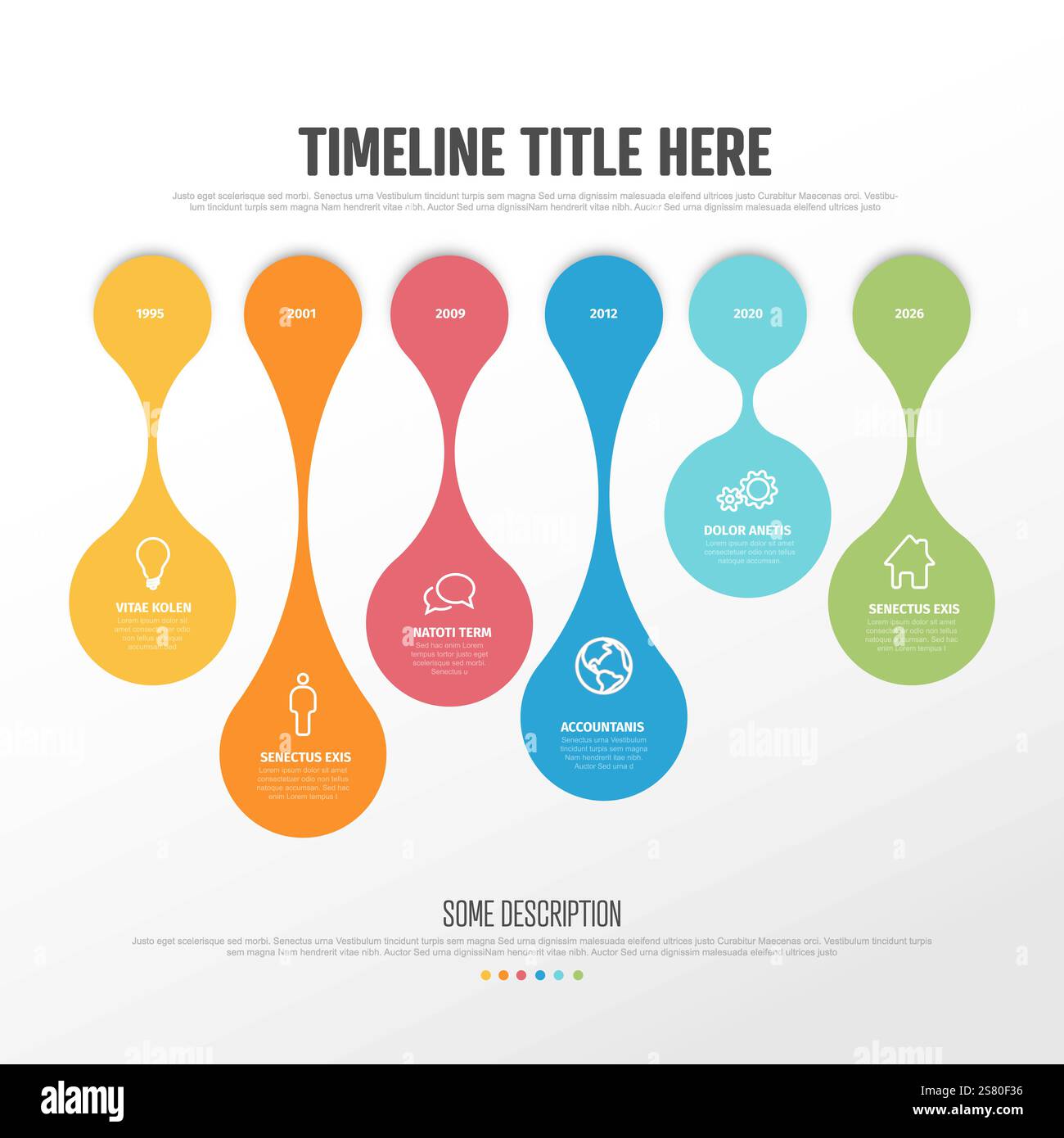 Colorful timeline infographic displays significant years and events ...