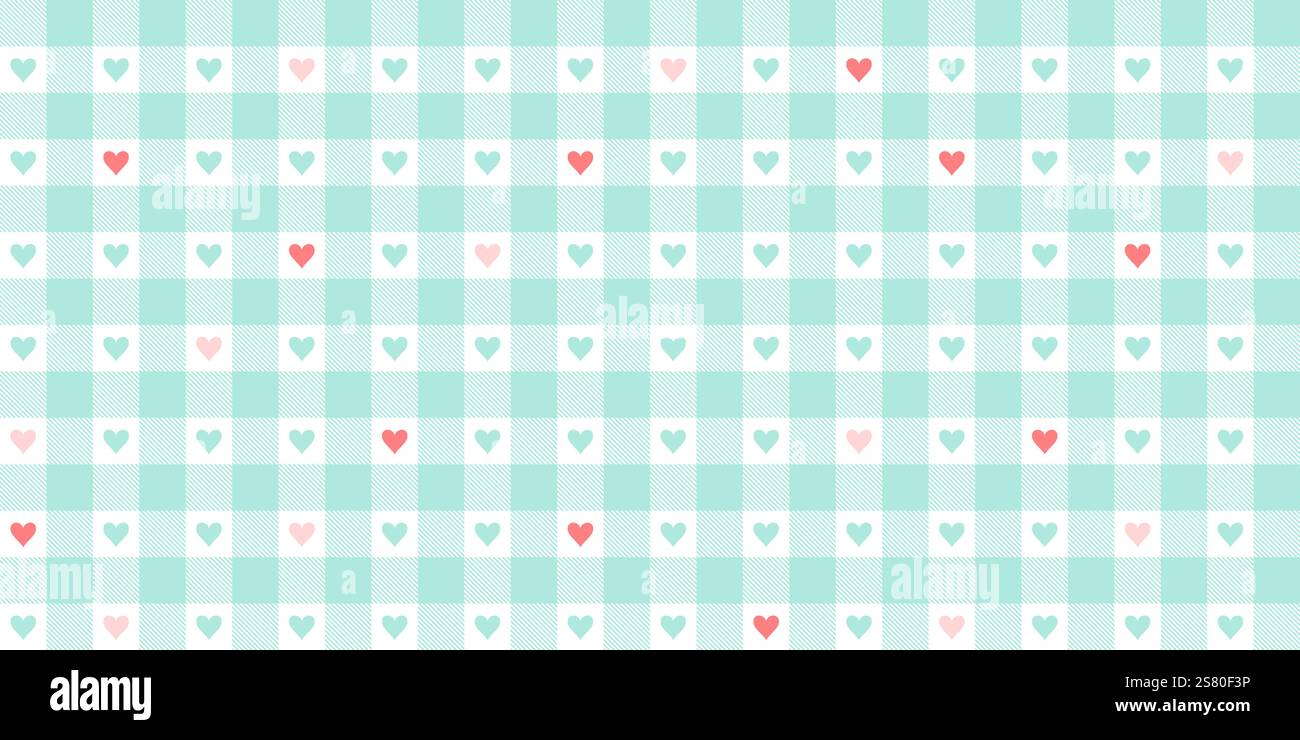 Heart pattern seamless teal vector. Valentine's Day gift wrapping paper ...