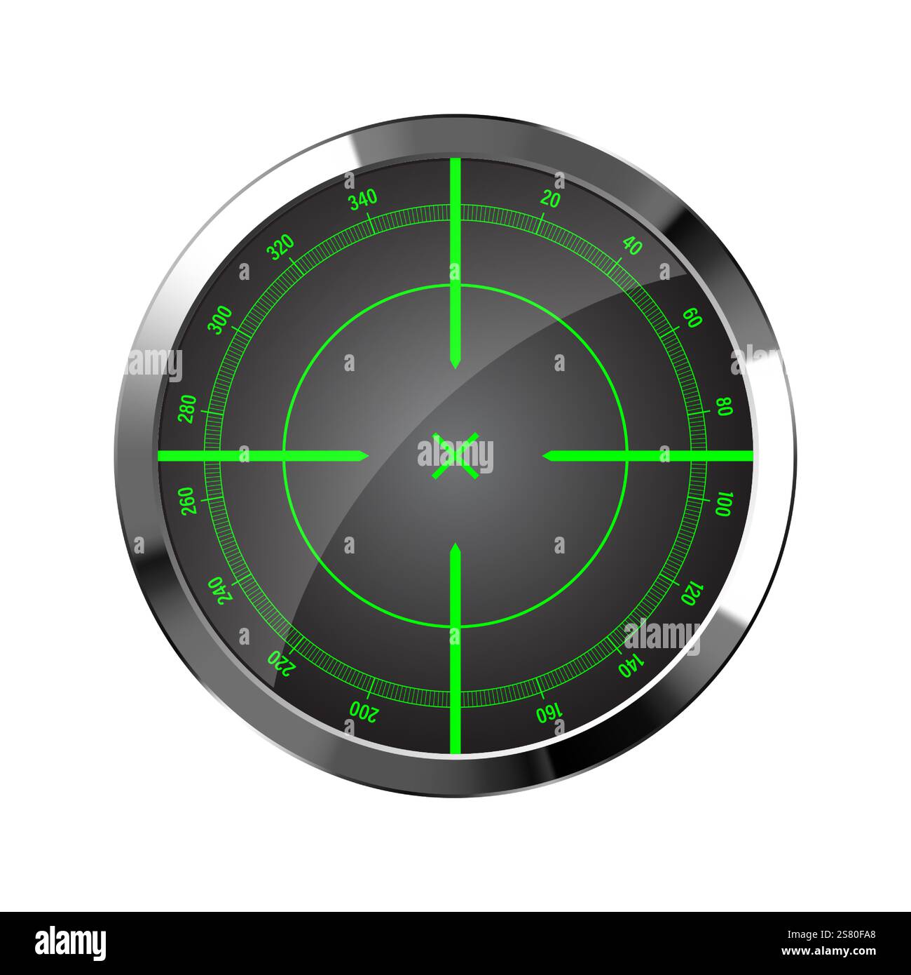 Chrome weapon night sight, sniper rifle optical scope. Hunting gun ...