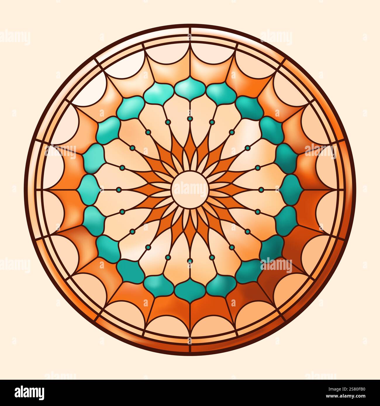 Church glass window. Catholic Christian circle frame Stock Vector Image ...