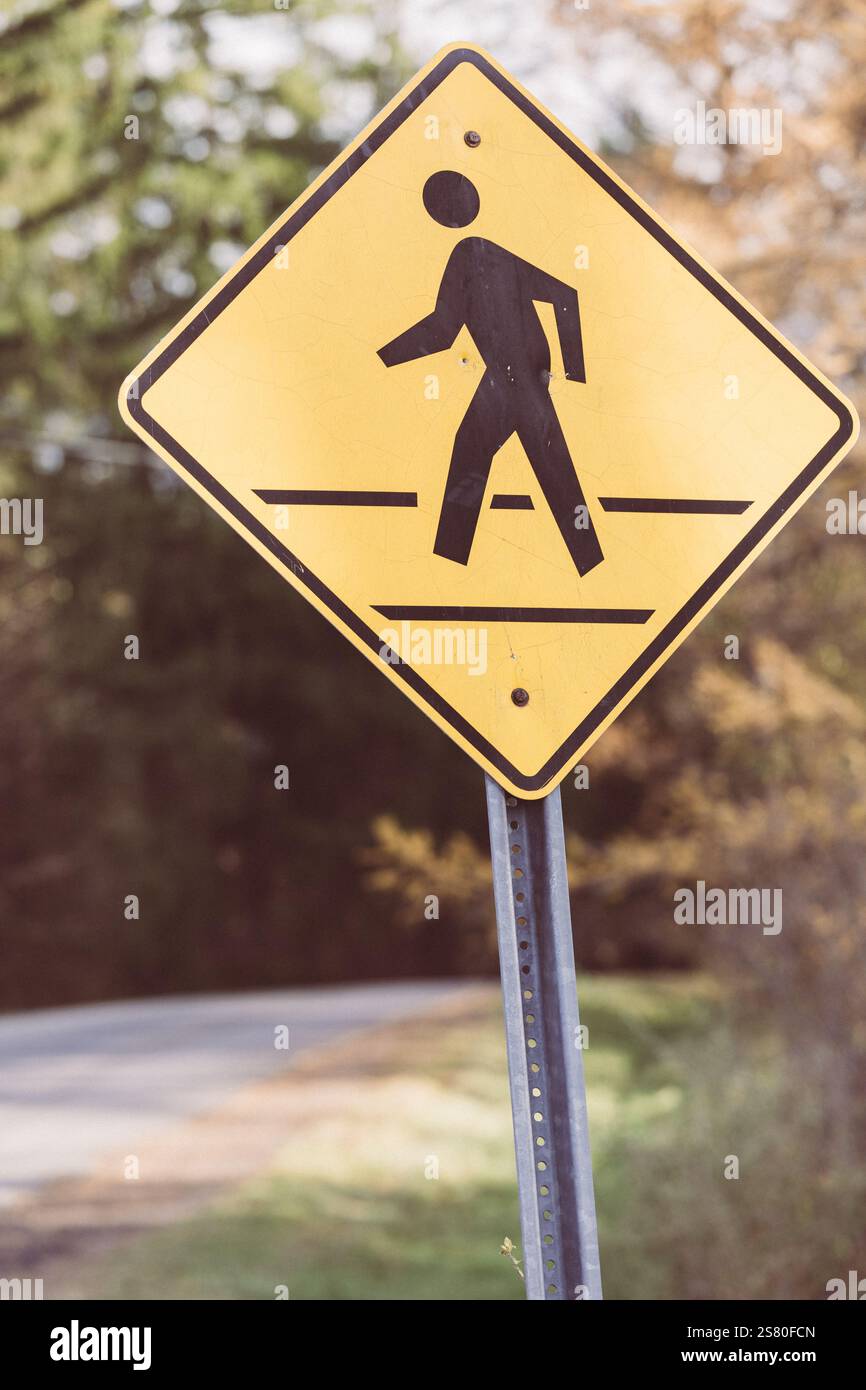 Yellow Crosswalk Traffic Safety Sign Stock Photo - Alamy
