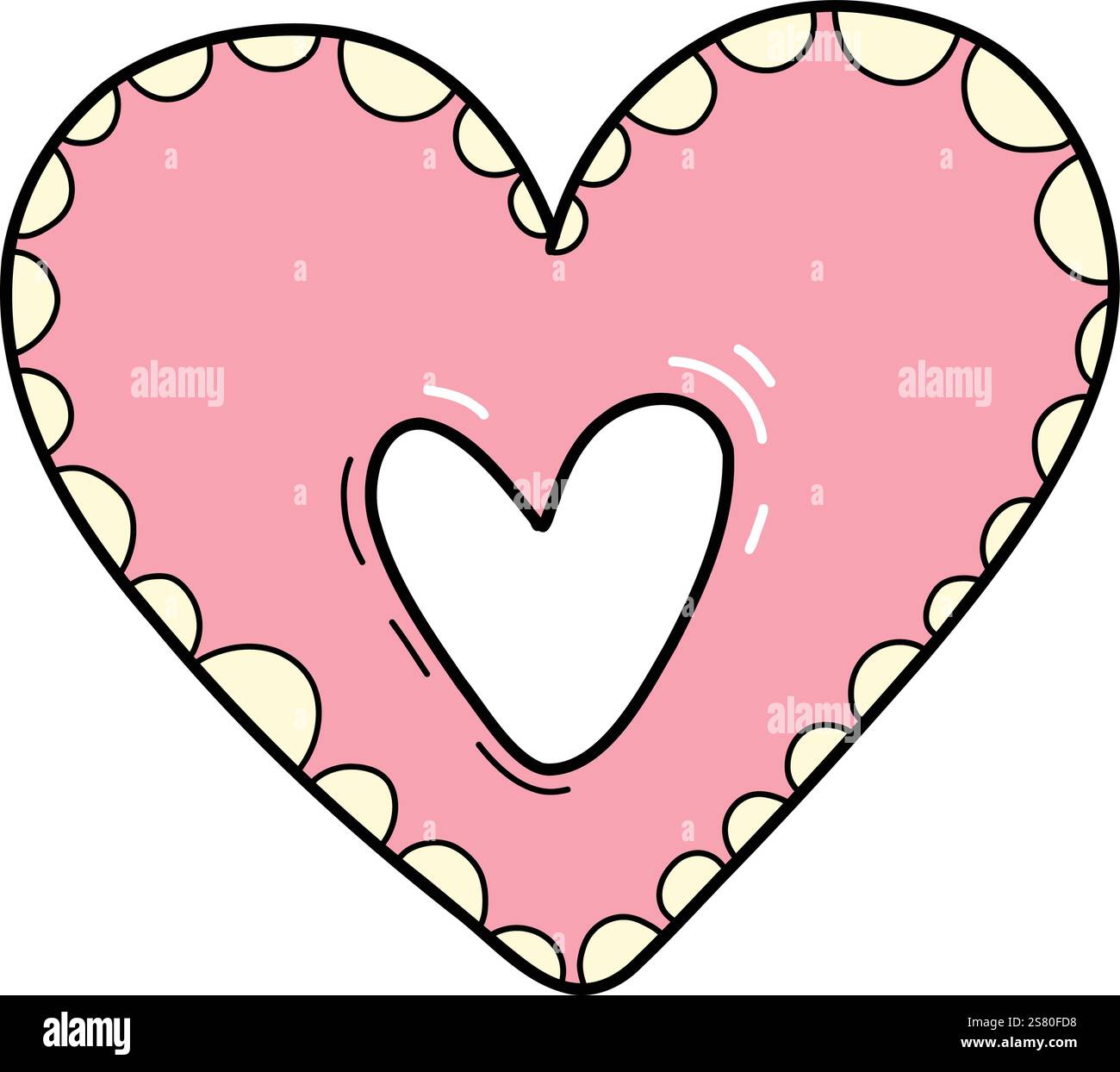 Scalloped Edge Doily Heart Frame Vector. Simple label sticker template ...
