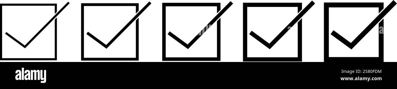 Set of buttons with check mark icon of different thickness Stock Vector ...