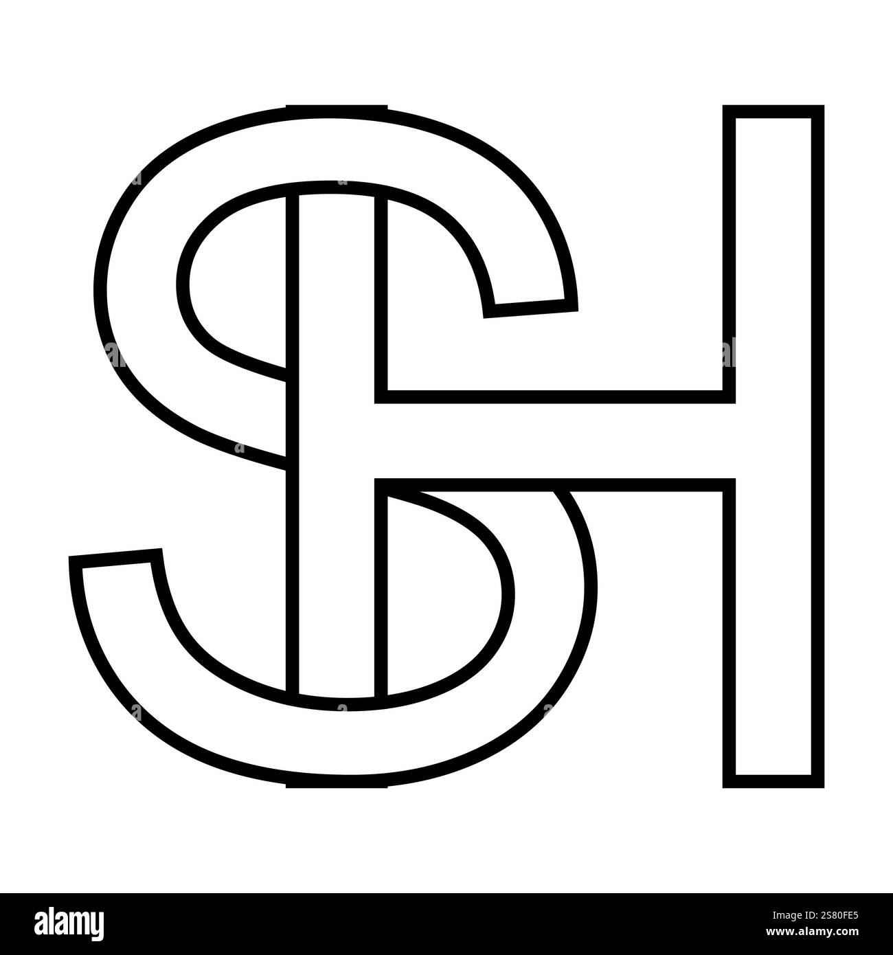 Logo sign sh hs icon, double letters logotype h s Stock Vector Image ...