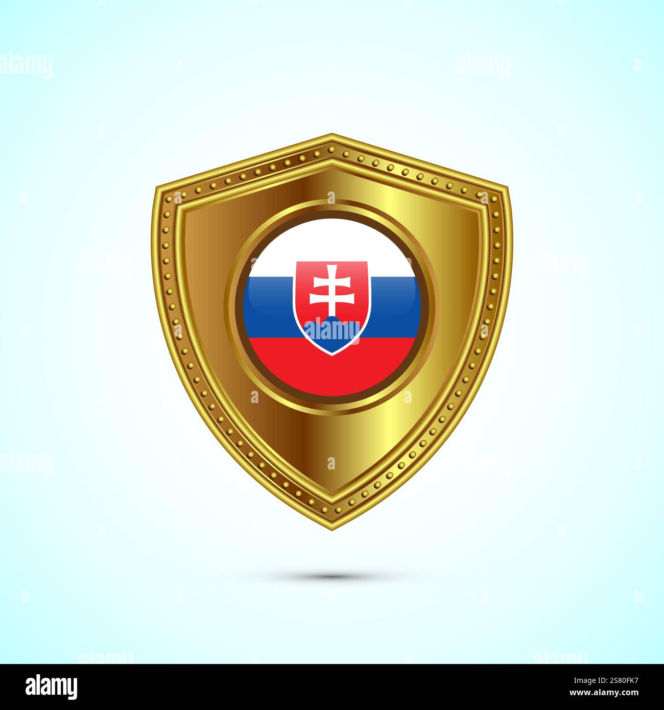 Rounded flag of Slovakia with glossy gold shield Stock Vector Image ...
