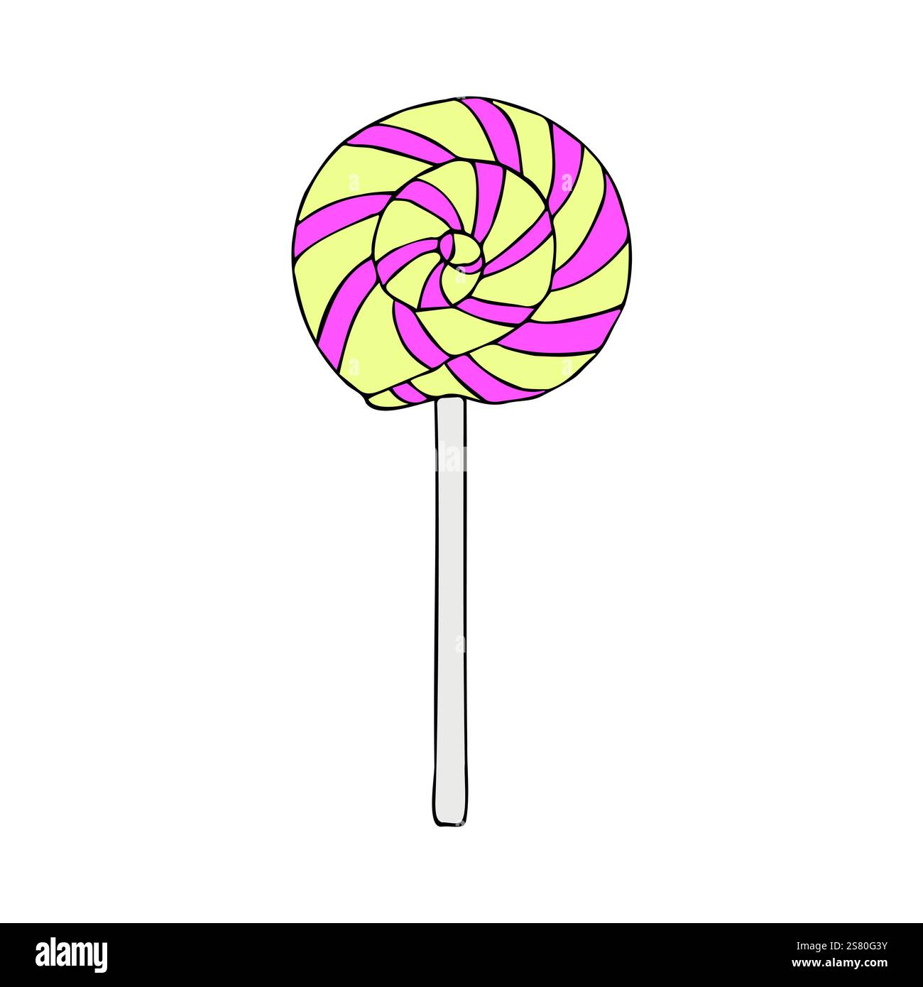 Vector hand drawn sketch doodle colored lollipop isolated on white ...