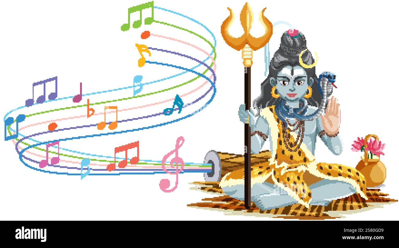 Deity with music notes and spiritual symbols Stock Vector Image & Art ...