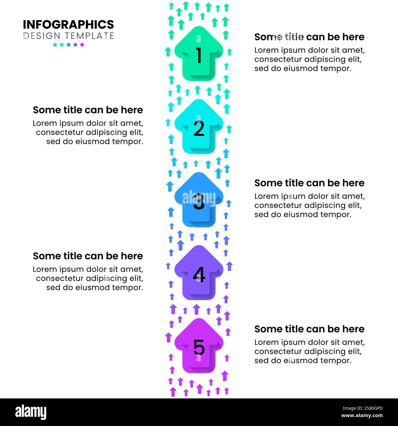 Infographic template with 5 options or steps. Vertical line. Can be ...