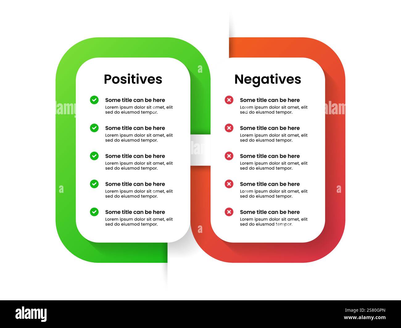 Infographic template with icons and 2 options or steps. Checklist. Can ...