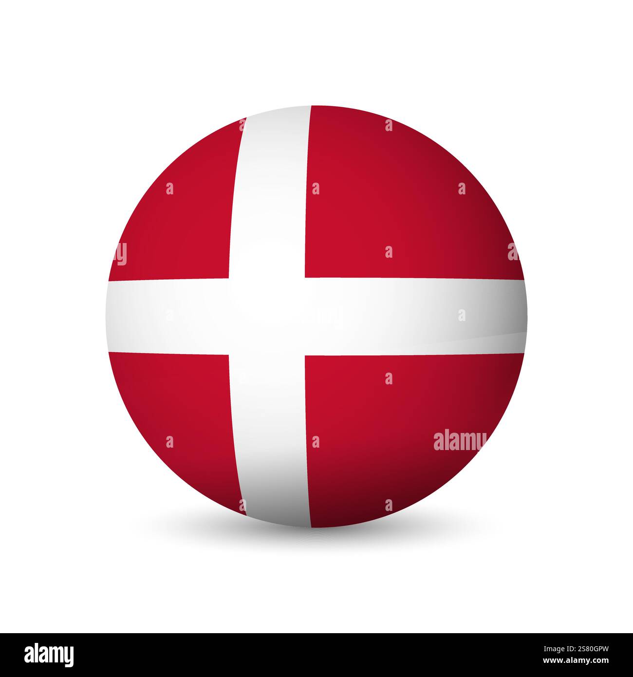 Denmark flag - 3D sphere in colours of flag representing a country ...