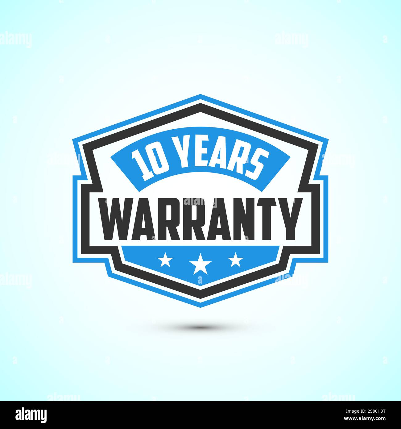 Advertising 10 years warranty emblem for label, icon, logo, badge ...