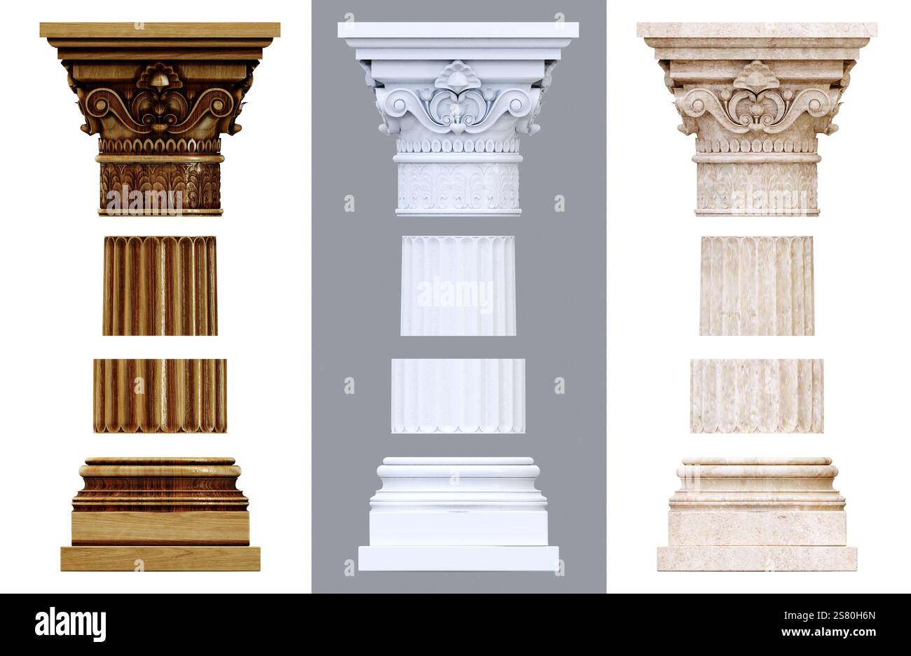 Set of detailed capitals of classical columns Stock Photo - Alamy