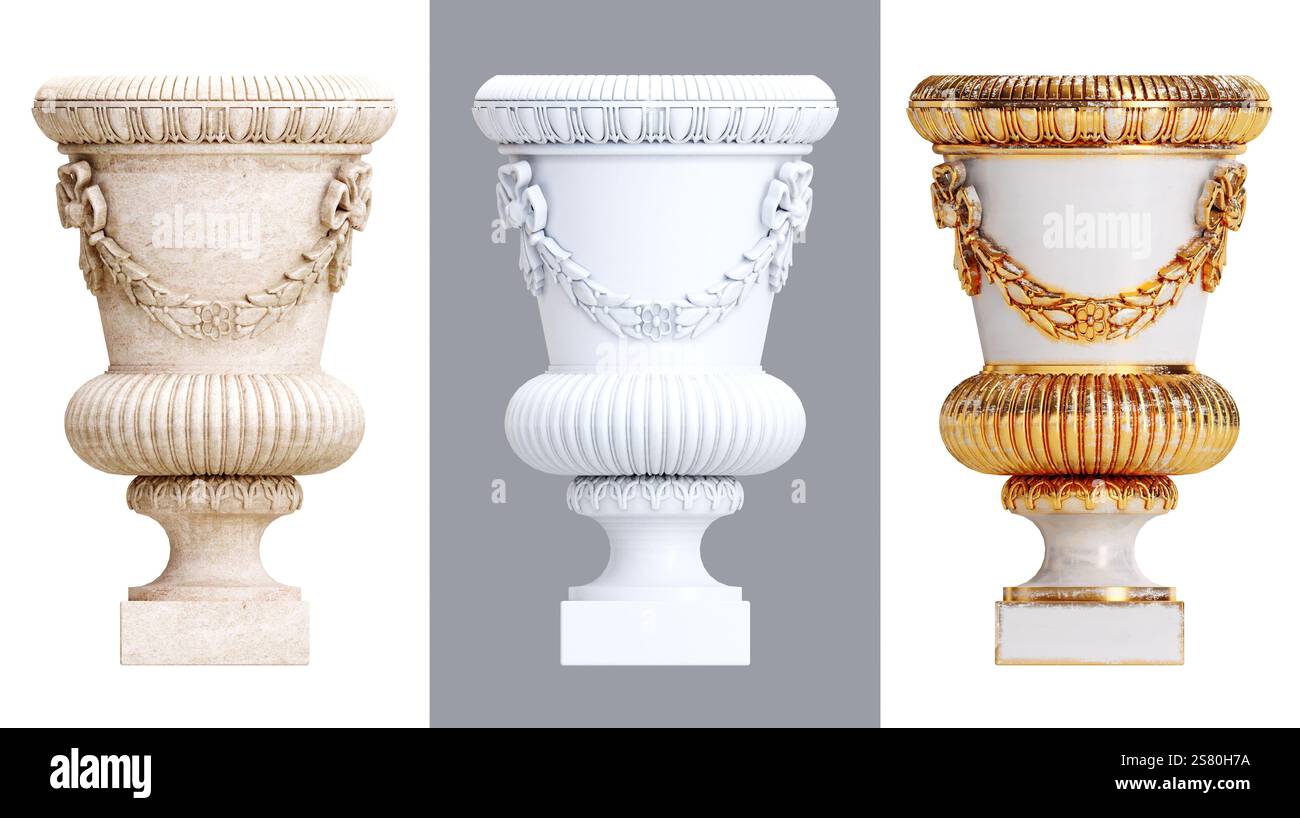 Set of classic ceramic antique vases Stock Photo - Alamy