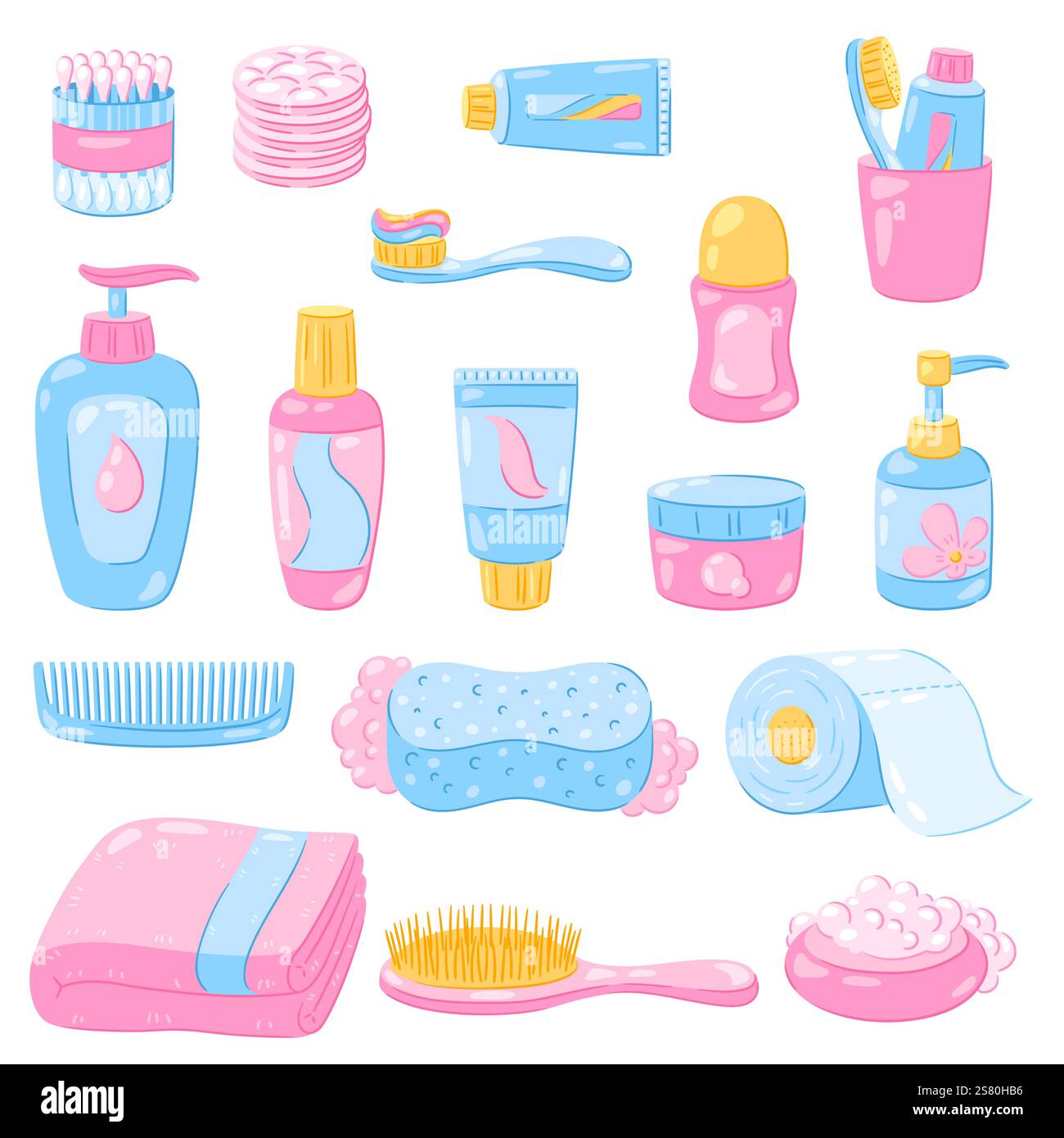 Set of hygiene objects. Washing, beauty, body care. Personal hygiene ...