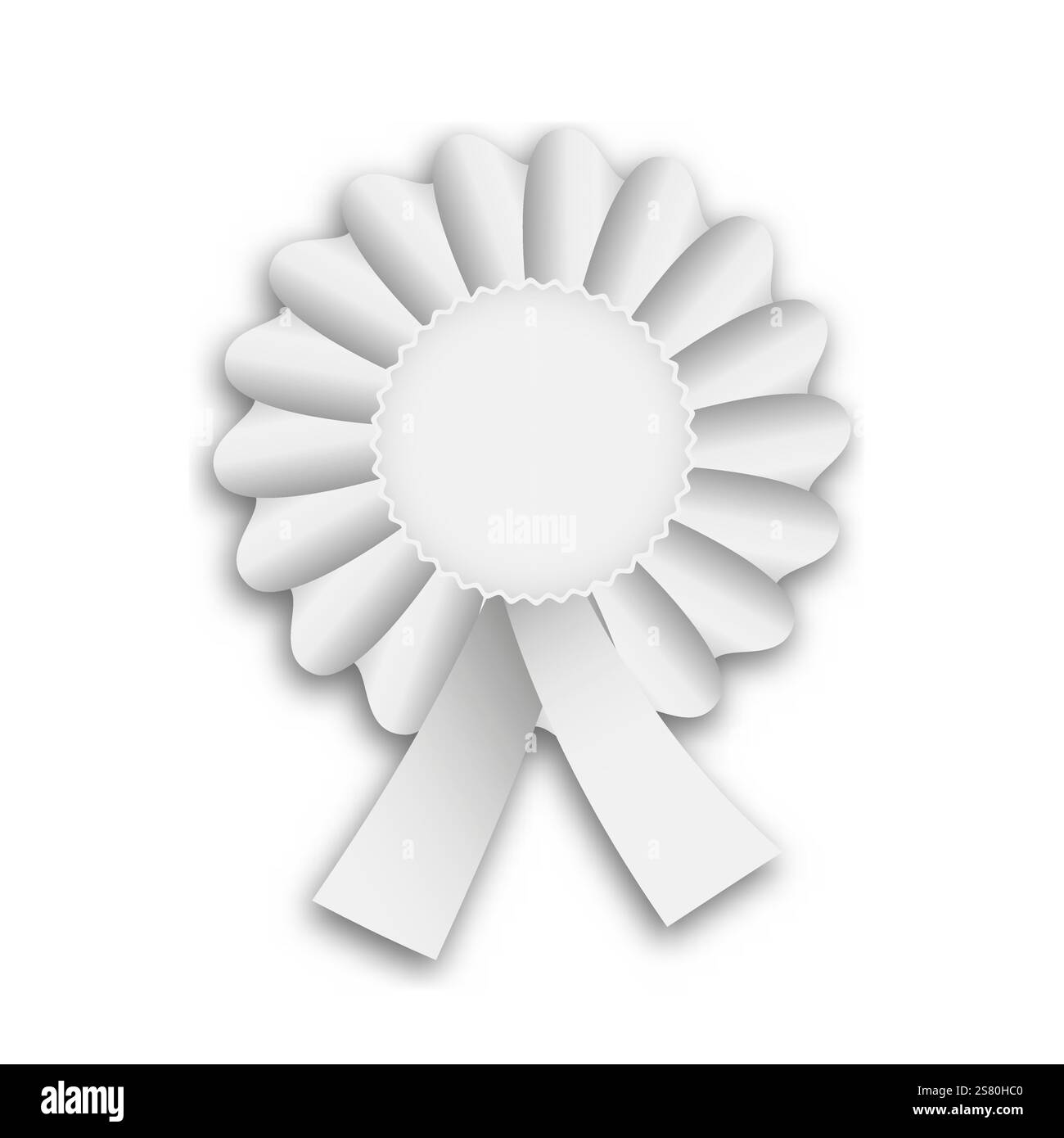 A detailed 3D vector illustration of a white cockade with intricate ...
