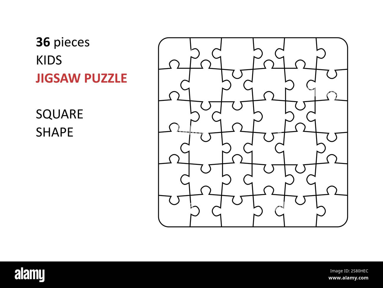 Jigsaw puzzle blank template. Cutting lines grid design for kids jigsaw ...