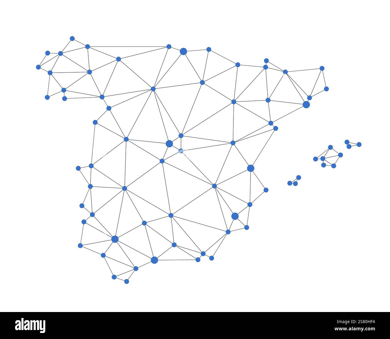 Spain map. Abstract geometric map - connection dots mesh lines Stock ...