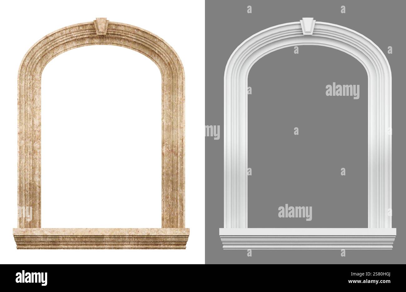 Set of classic arch window frames Stock Photo - Alamy
