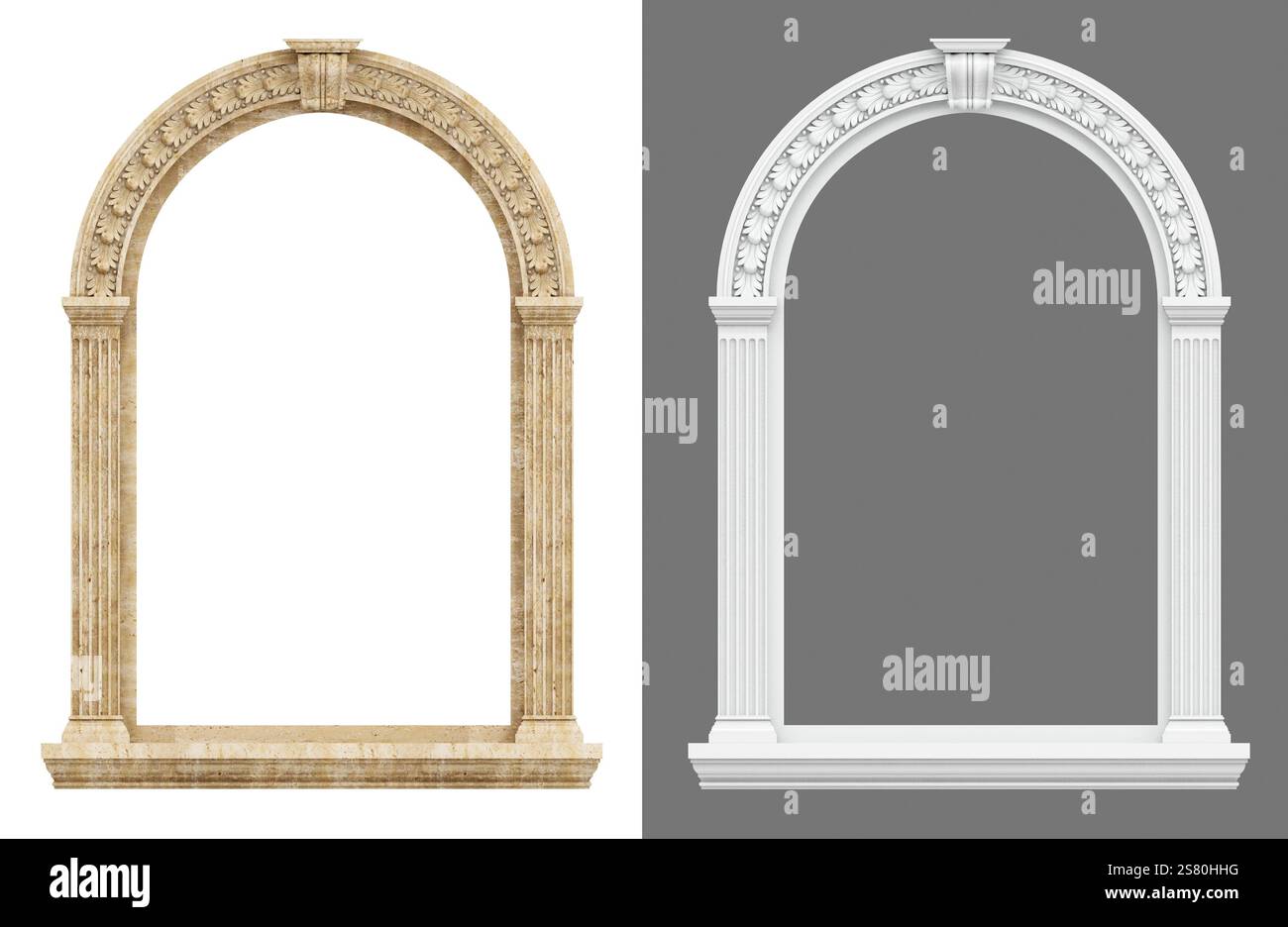 Set of classic arch window frames Stock Photo - Alamy