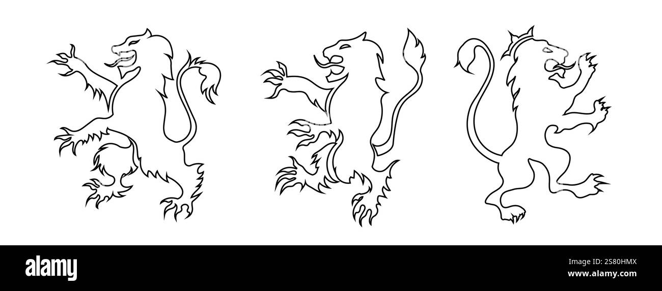 Heraldic lion icon representing medieval pride and royal authority ...