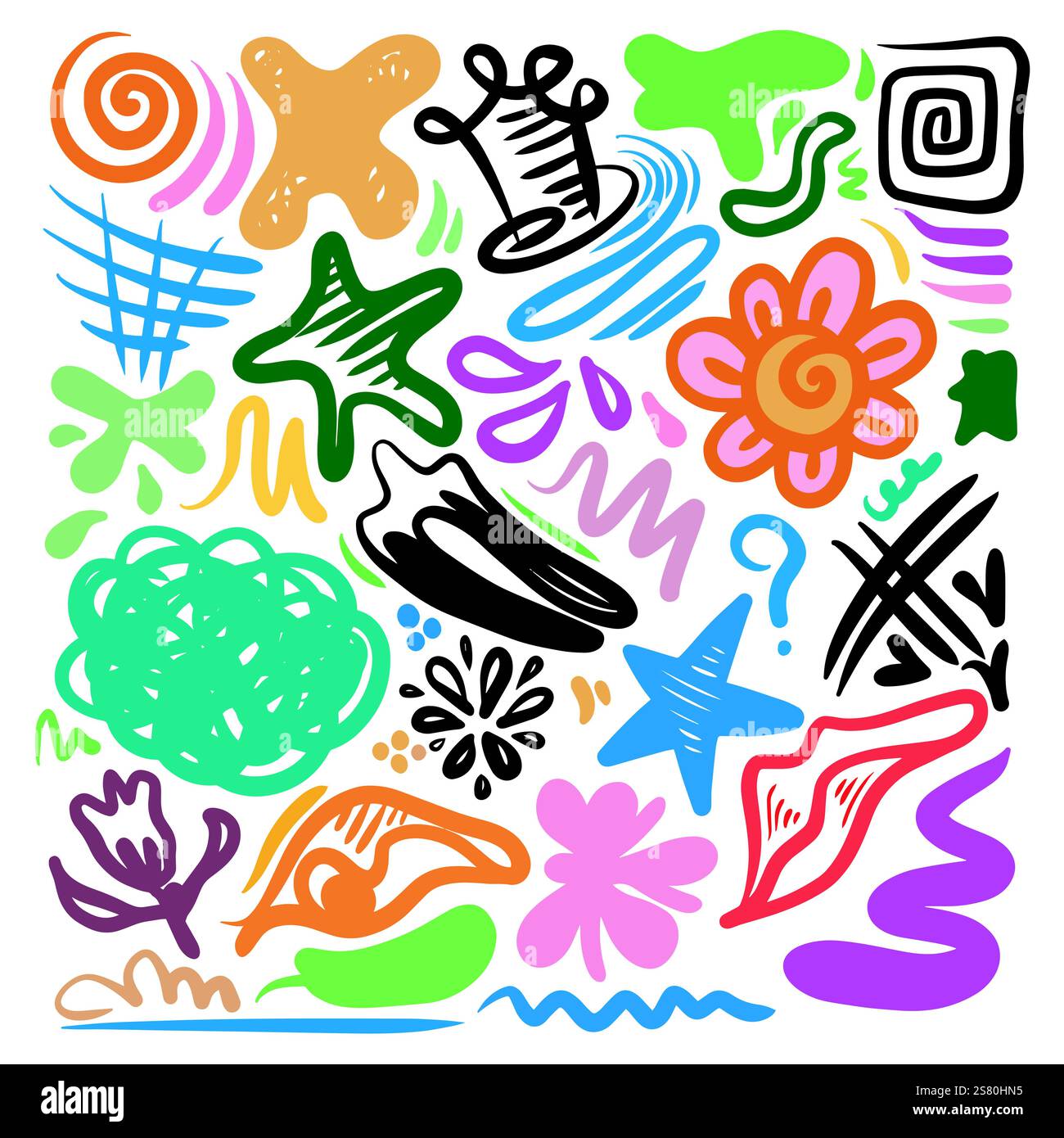 Decorative abstract with doodles of shapes. Abstract modern ...