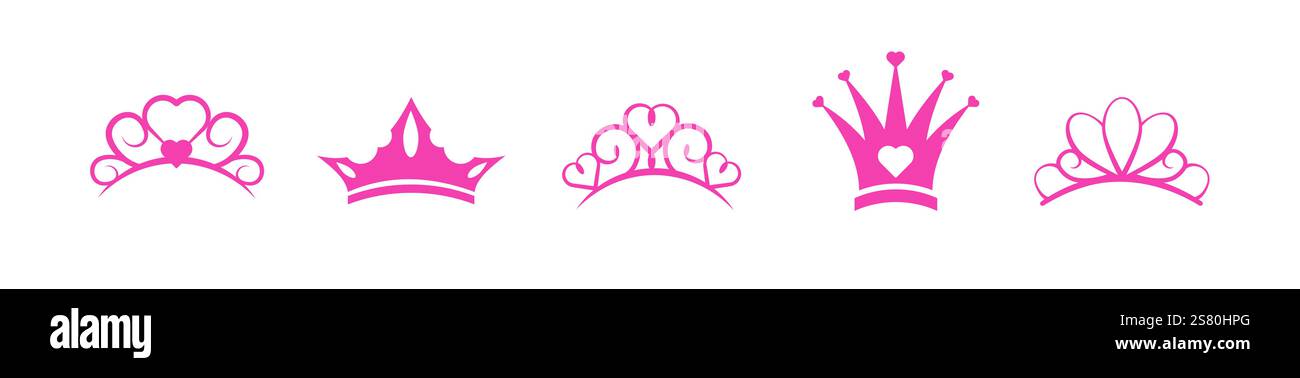 Pink tiara with diamonds and heart for royal and elegant themes Stock ...