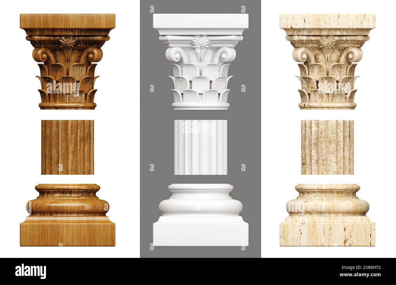 Set of detailed capitals of classical columns Stock Photo - Alamy