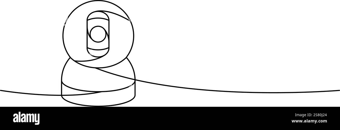 Security video camera one line continuous drawing. Security ...