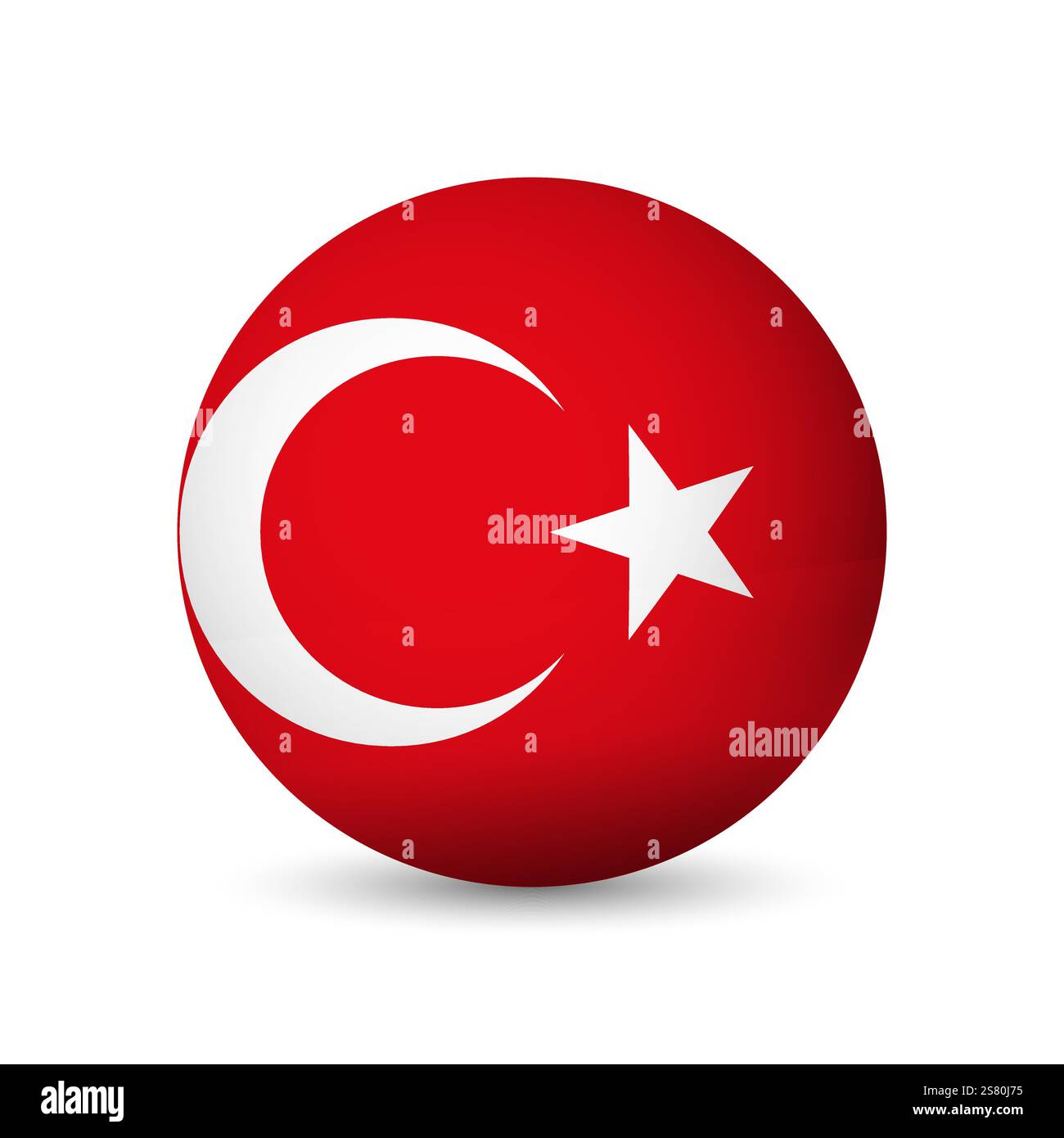 Turkey flag - 3D sphere in colours of flag representing a country ...