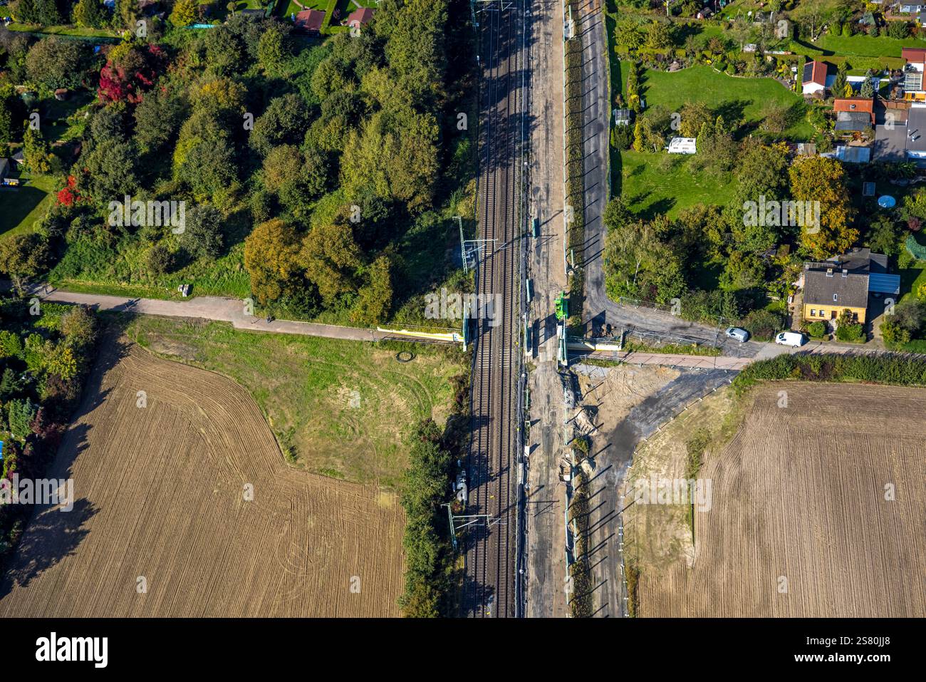Aerial view, construction site with noise barrier, Alte Prinzenstraße ...