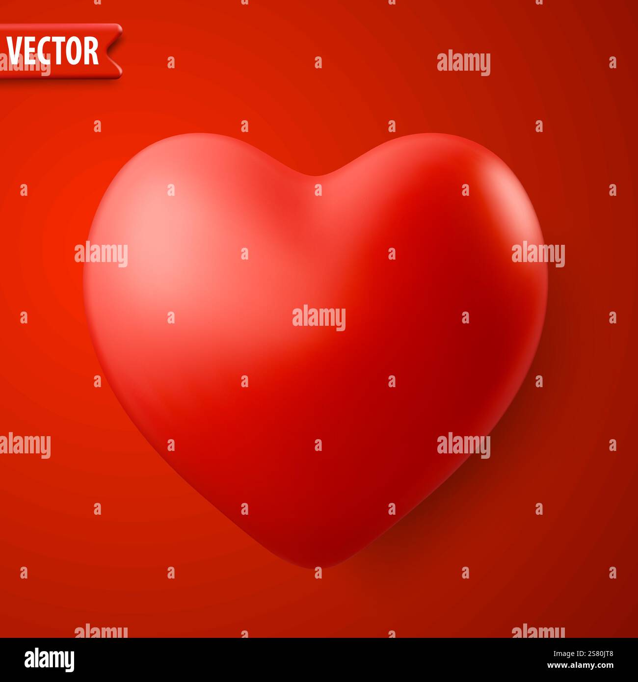 Realistic 3D red heart on isolated background. Vector illustration ...
