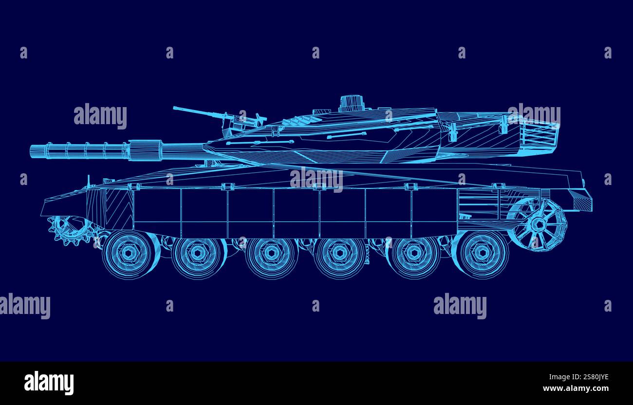 Blue tank wireframe. The tank is a military vehicle Stock Vector Image ...