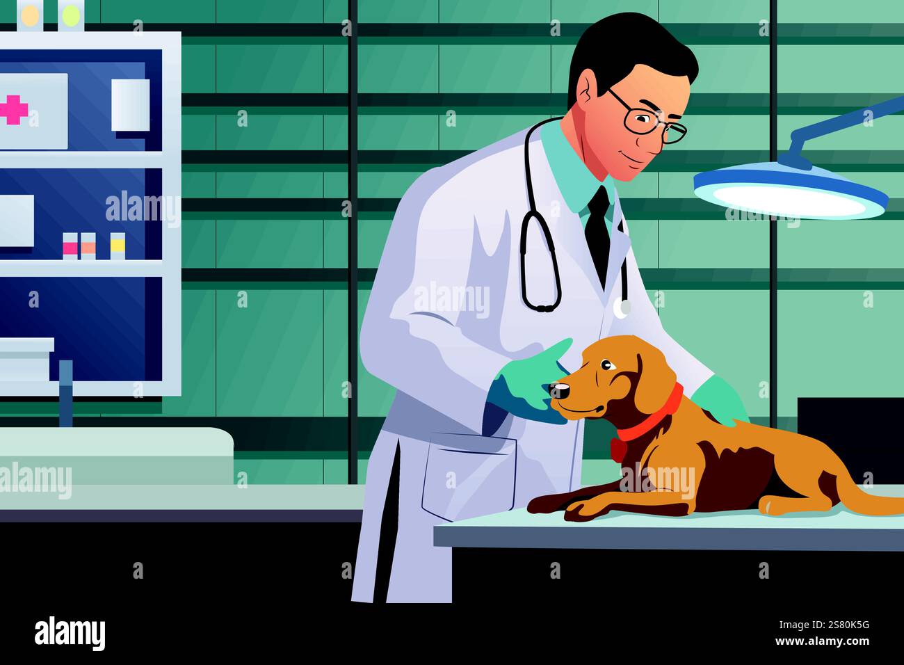 A vector illustration of Veterinarian Working at Pet Hospital Stock ...
