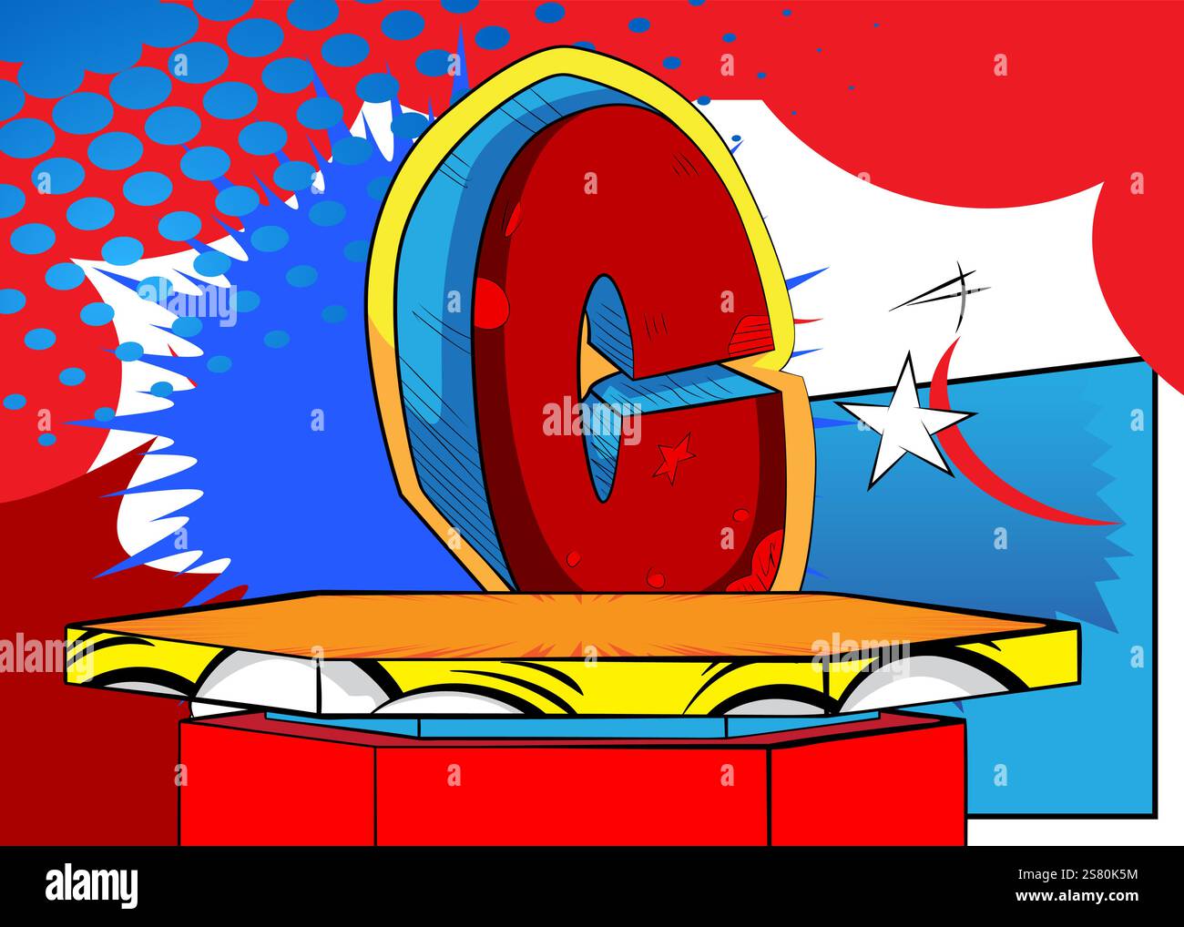 Comic Book Product podium stage for mockup presentation with Letter C ...