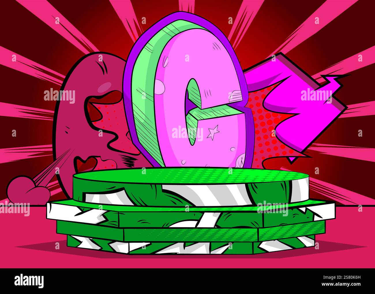 Comic Book Product podium stage for mockup presentation with Letter C ...