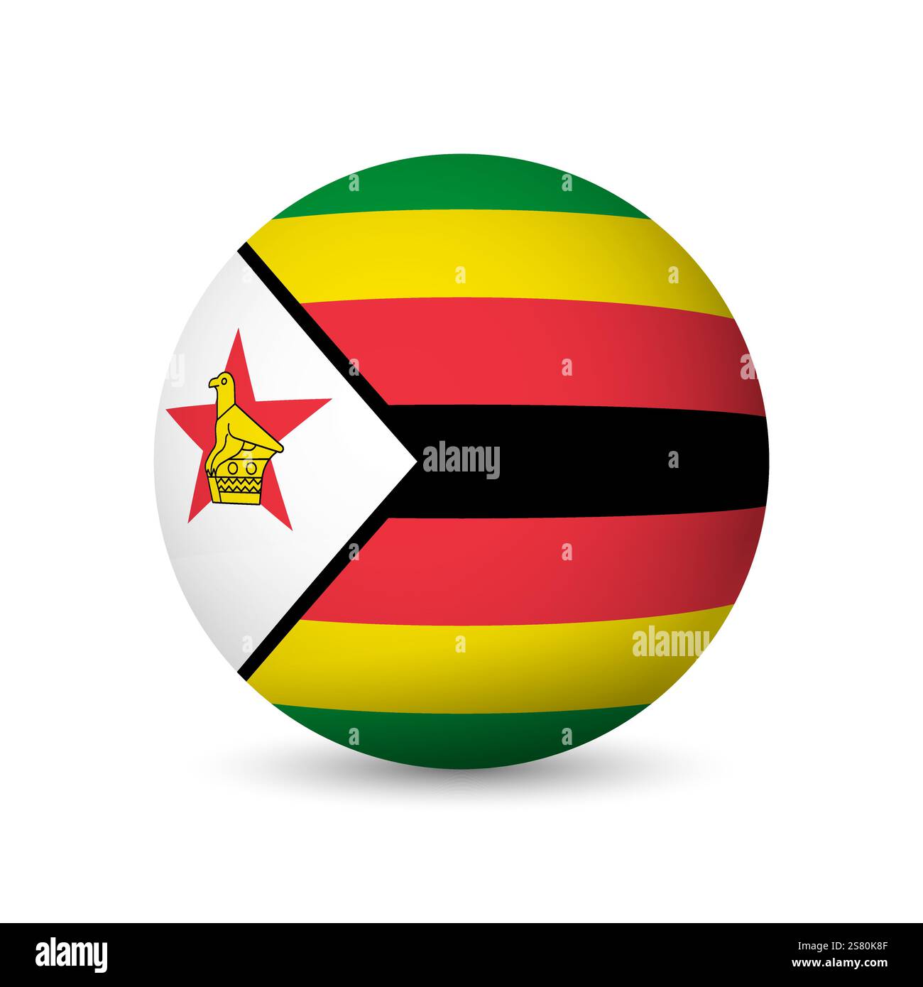 Zimbabwe flag - 3D sphere in colours of flag representing a country ...