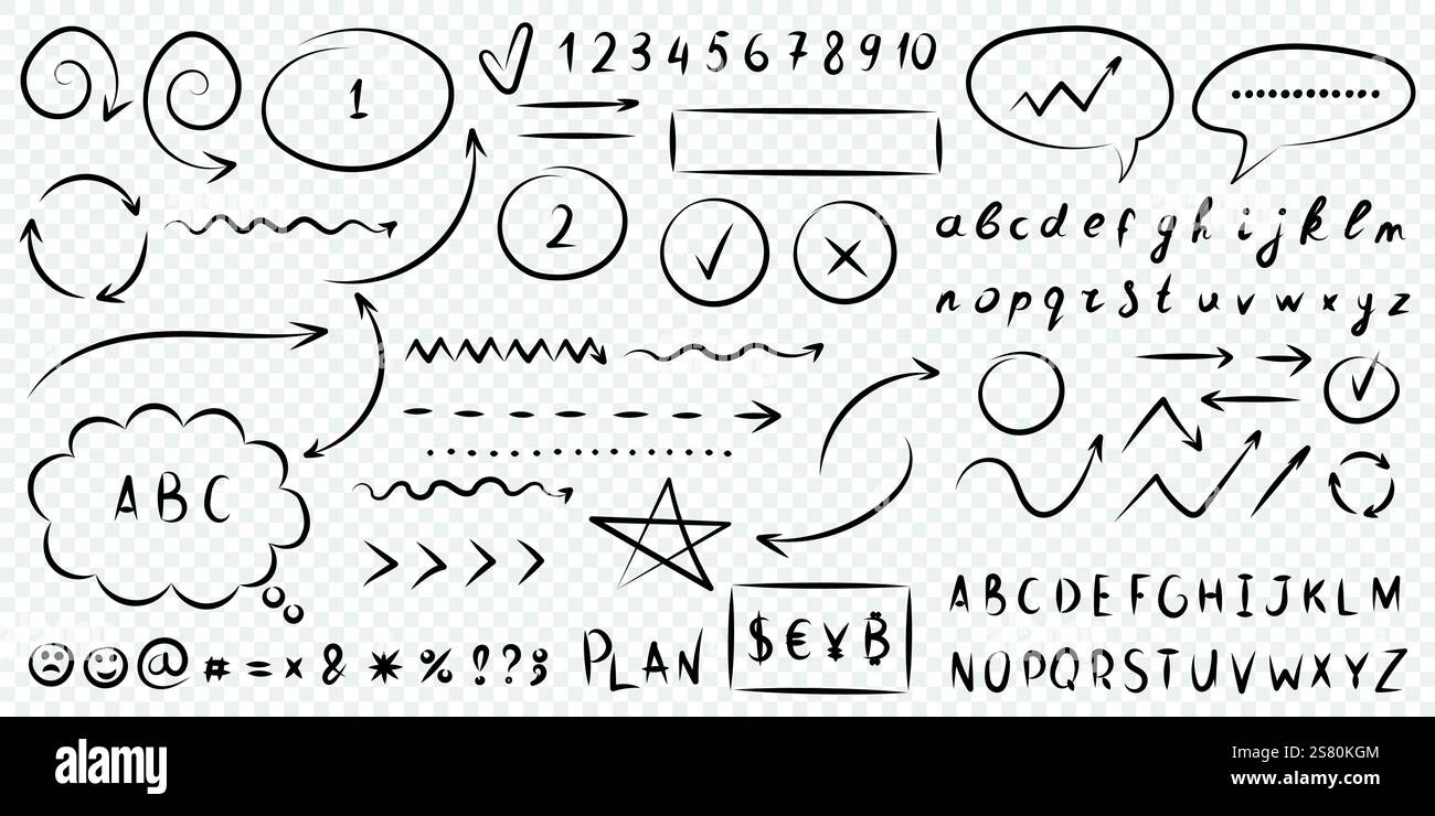 Arrow circles and abstract doodle icon in hand drawn style. Number ...